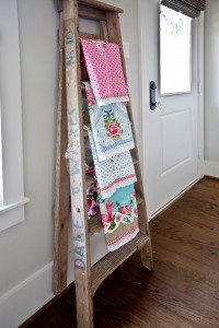 Display towels on a Vintage Ladder - Cedar Hill Farmhouse