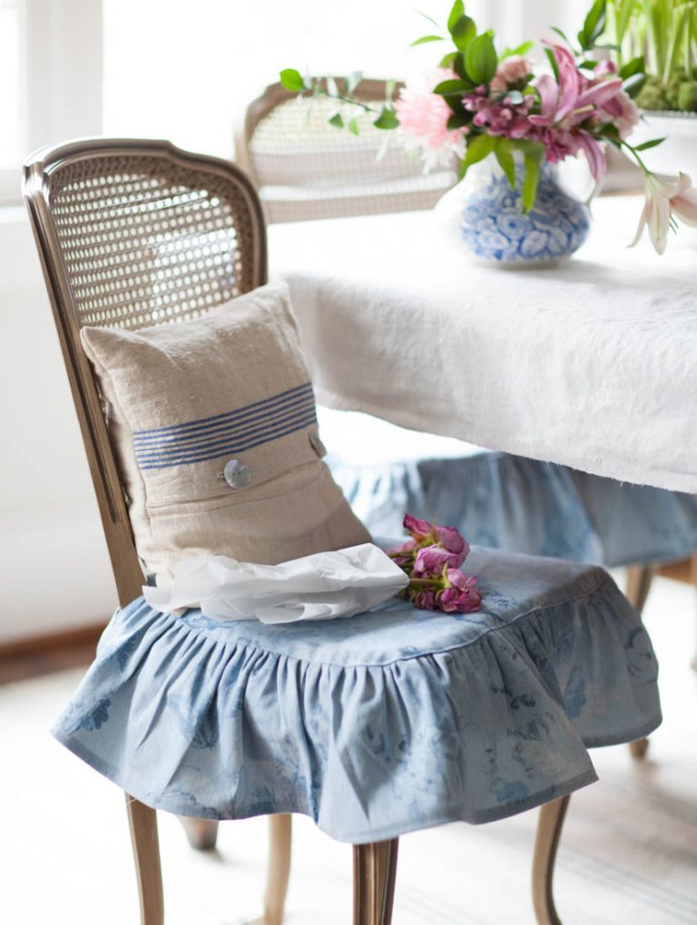 Blue French Chair Slipcovers - Cedar Hill Farmhouse