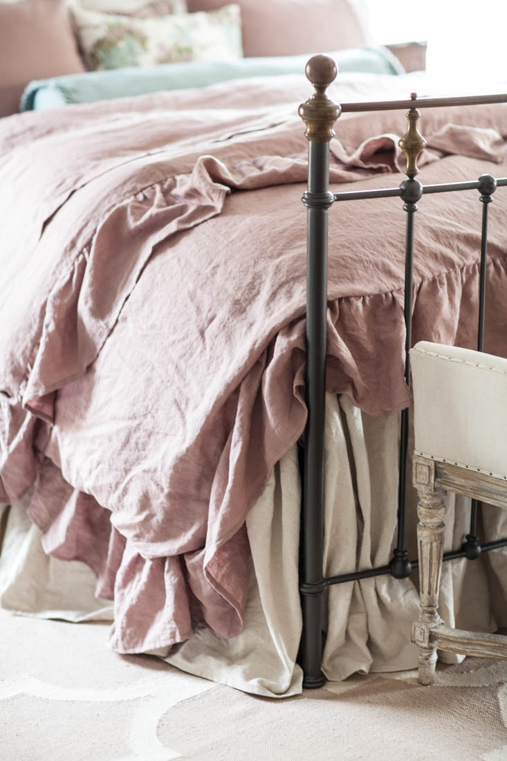 Rose Linen Ruffled Duvet - Cedar Hill Farmhouse